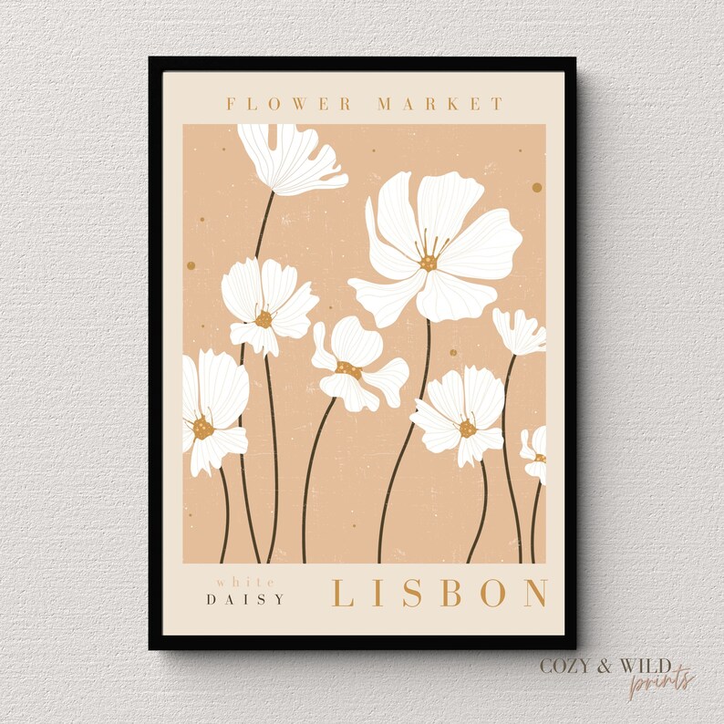 Lisbon Flower Market Print: Beige Floral Wall Art (digital Download ...
