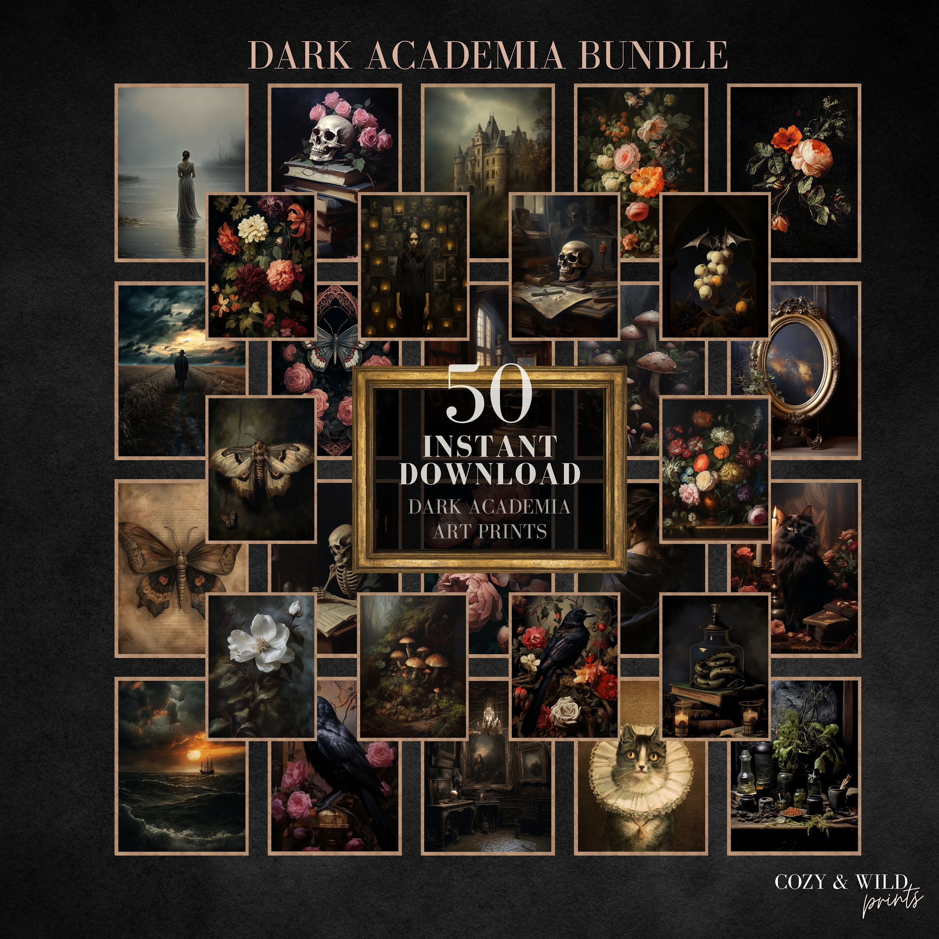 Academia Bundle Prin Ts, Printable Aesthetic Gallery Vintage Art Prints ...