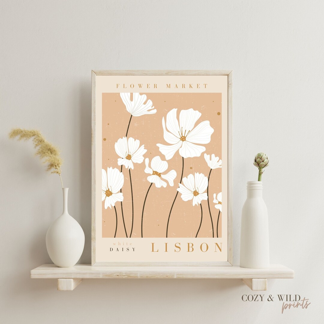 Lisbon Flower Market Print: Beige Floral Wall Art (digital Download ...