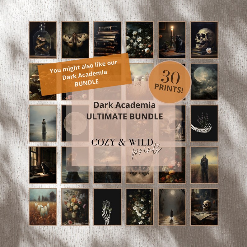 Dark Academia Halloween Print Set: Gothic Gallery Wall Art (digital ...