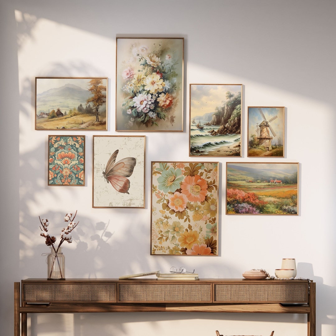 Printable Vintage Gallery Wall Art, Antique Prints Warm Aesthetic Decor ...