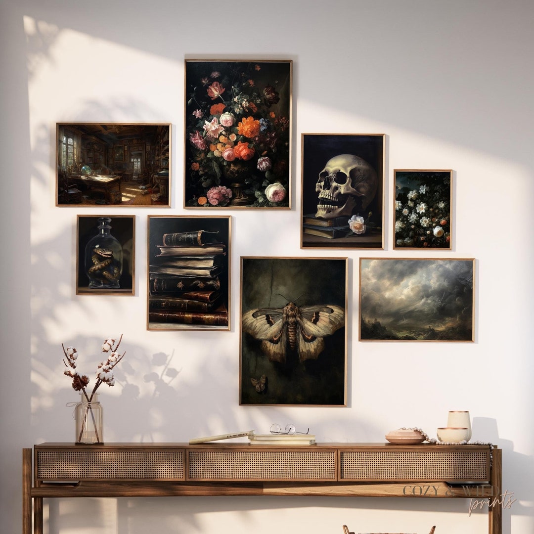 Dark Academia Decor Set of 9 Halloween Printables, Vintage Halloween ...