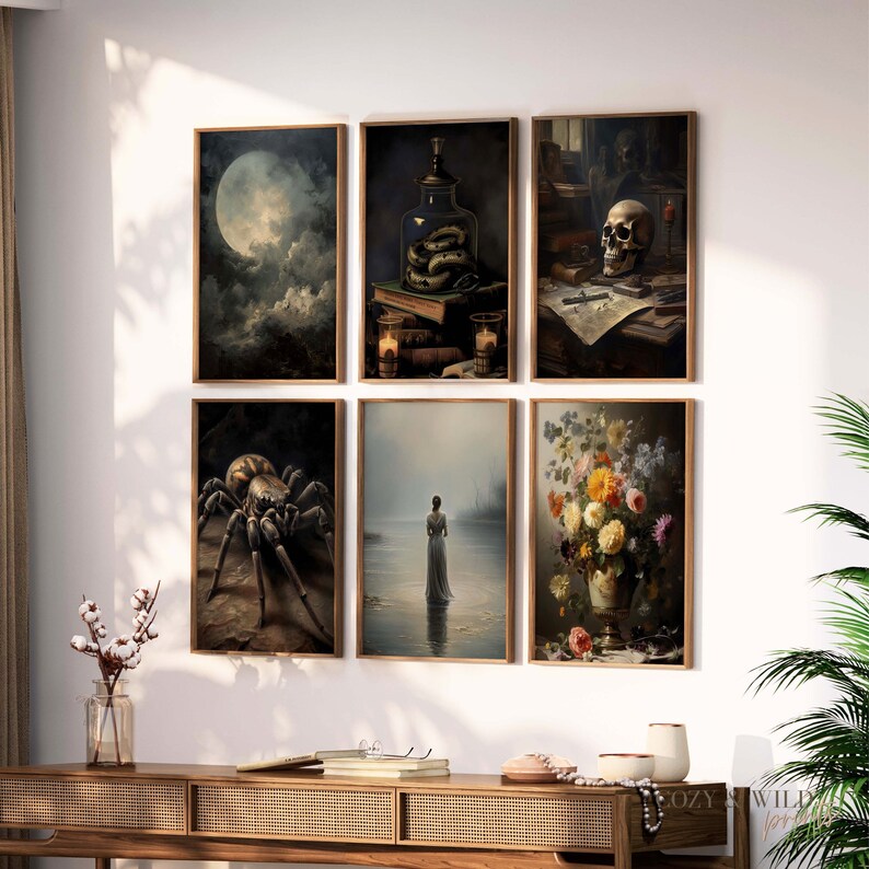 Dark Academia Halloween Print Set: Gothic Gallery Wall Art (digital ...