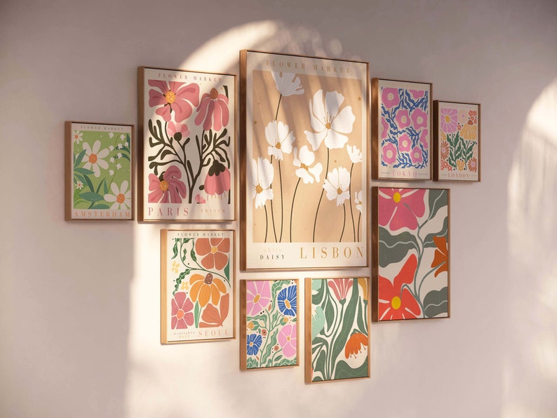 Flower Market Print Set: Botanical Wall Art (digital Download) - Etsy
