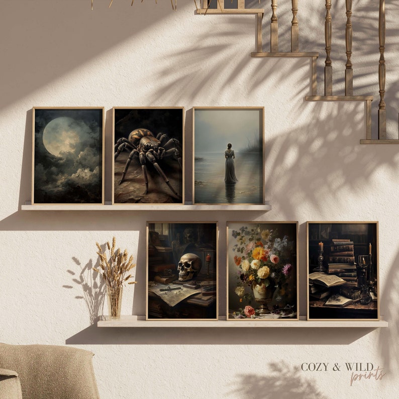 Dark Academia Halloween Print Set: Gothic Gallery Wall Art (digital ...