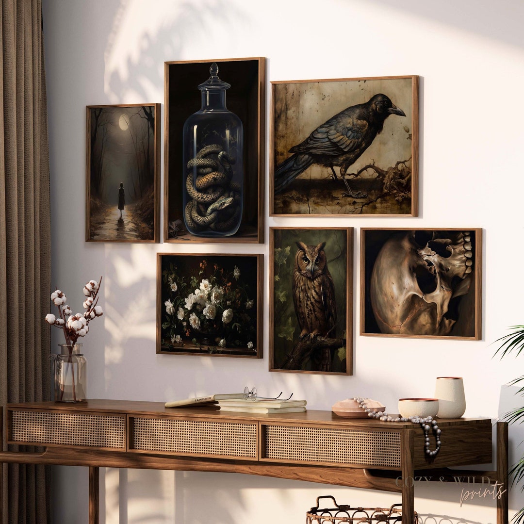 Dark Academia Decor Set of 9 Halloween Printables, Digital Prints ...