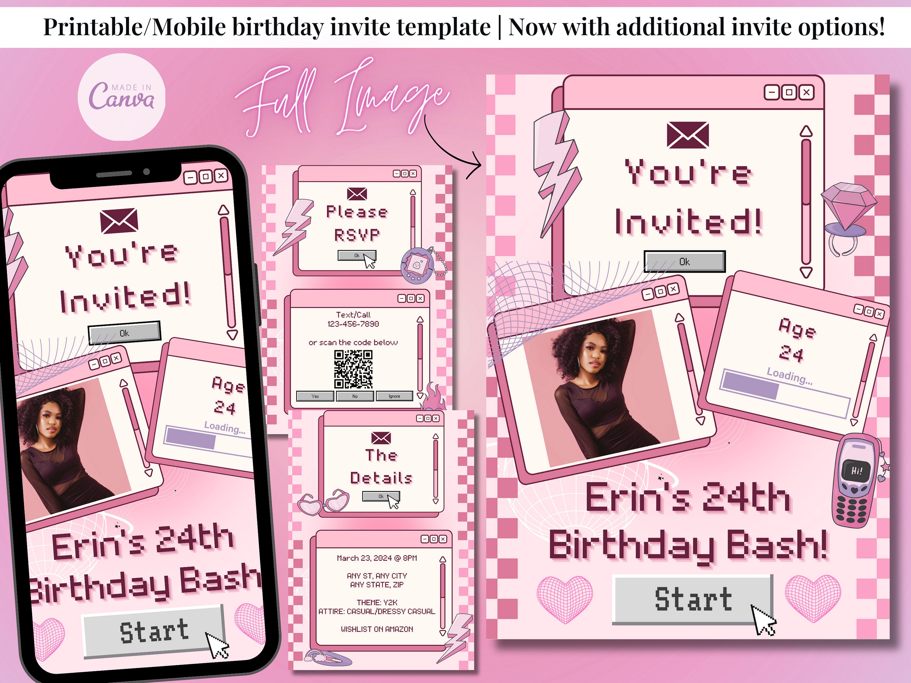 Retro PC Y2K Teen Adult Birthday Invite, Invitation Template, Women ...