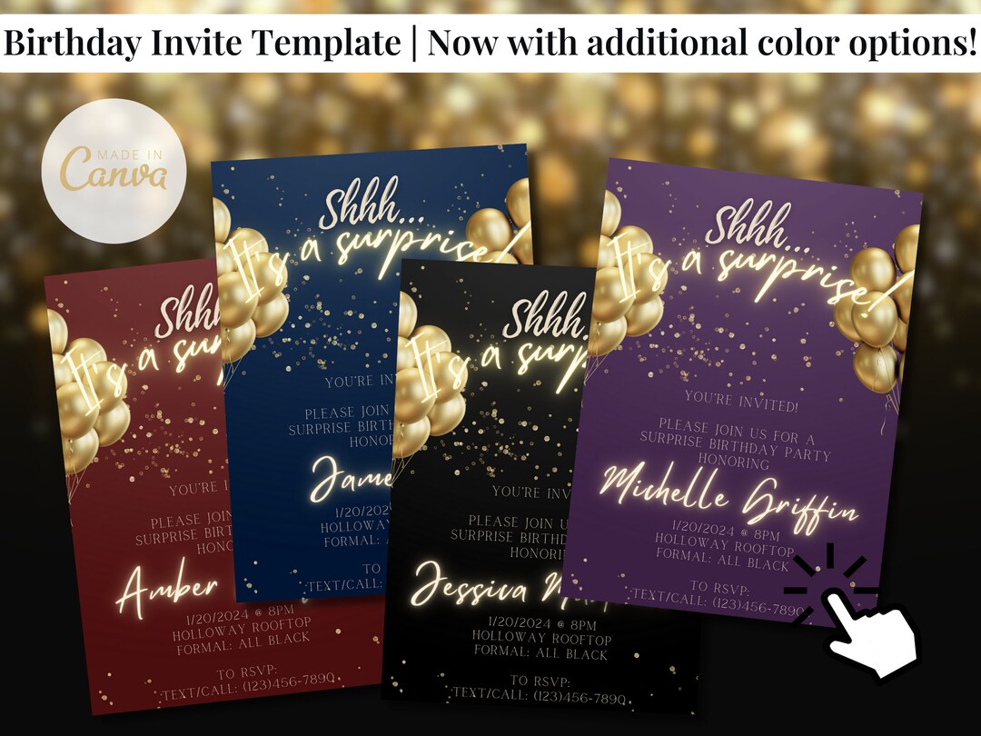 Shhh It's A Surprise! Surprise Party, Birthday Invite, Invitation ...