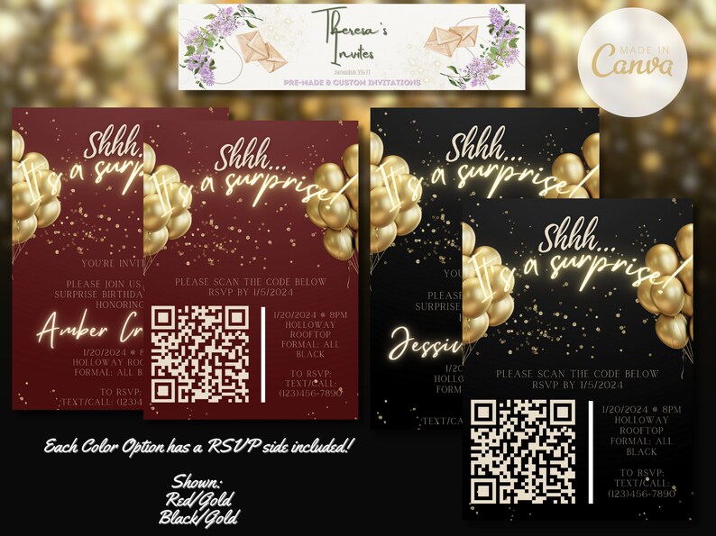 Shhh It's A Surprise! Surprise Party, Birthday Invite, Invitation ...