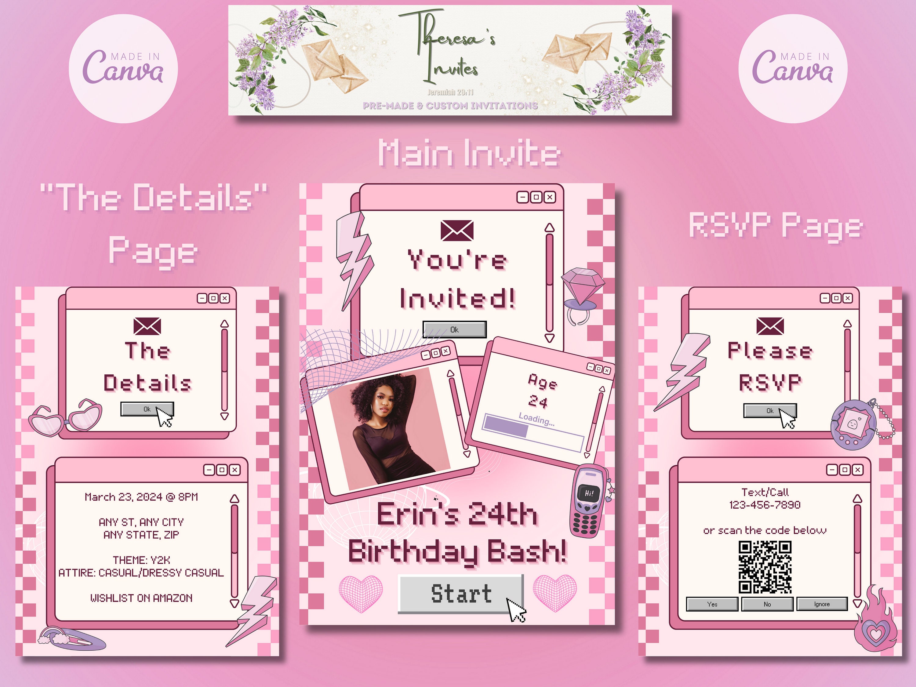 Retro PC Y2K Teen Adult Birthday Invite, Invitation Template, Women ...