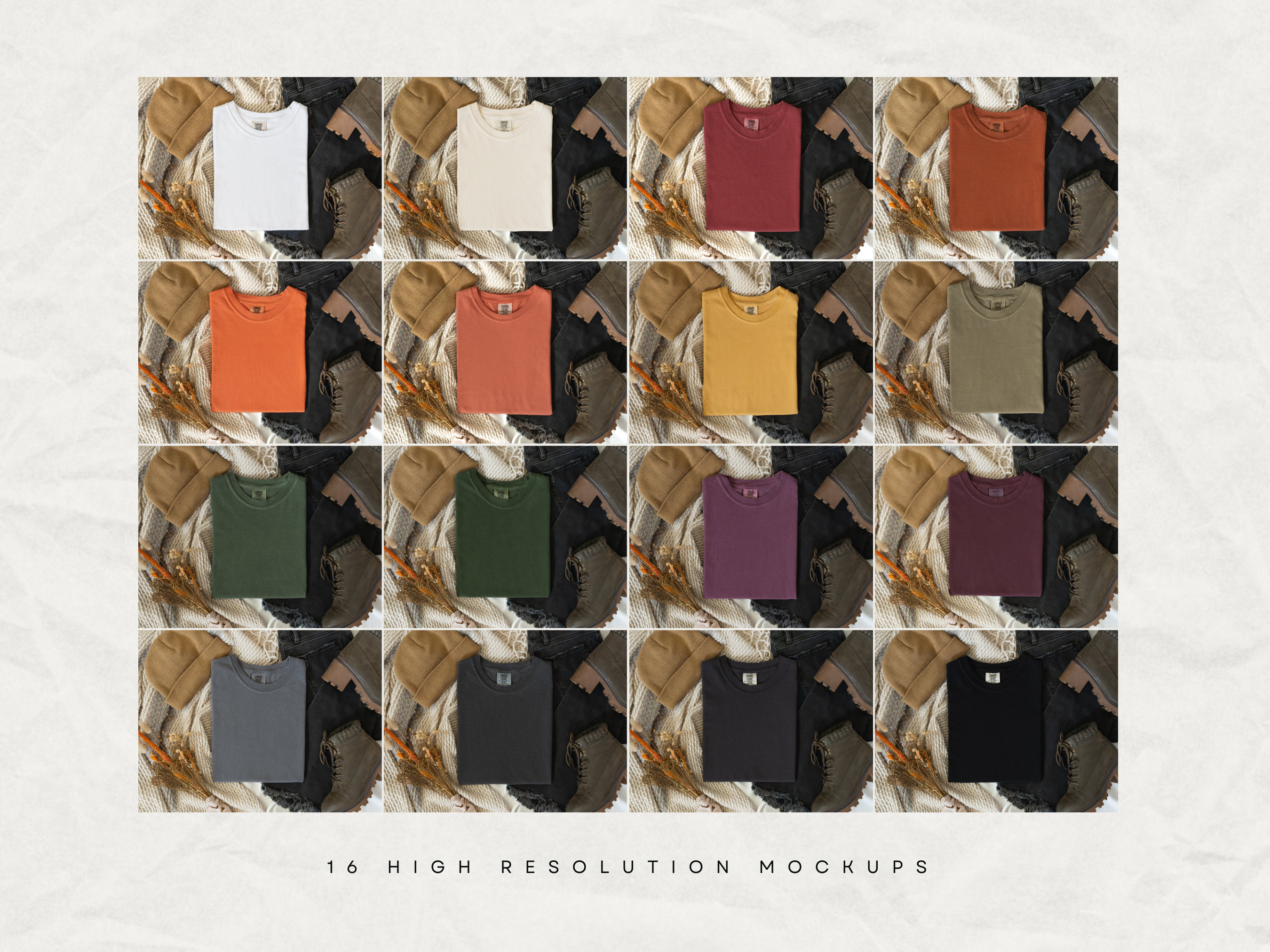 Fall Comfort Colors 1717 Mockup Bundle Folded T Shirt Mockups Flatlay ...