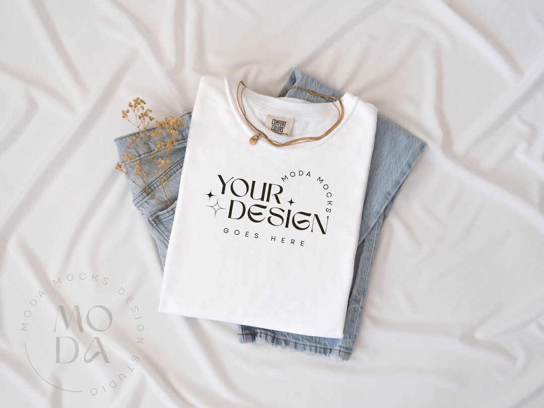 White Comfort Colors 1717 Mockup | Folded T Shirt Mockup | Comfort ...