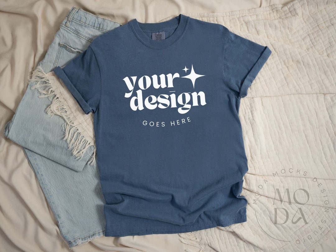 Blue Jean Comfort Colors 1717 Mockup | T Shirt Mockup | Comfort Colors ...