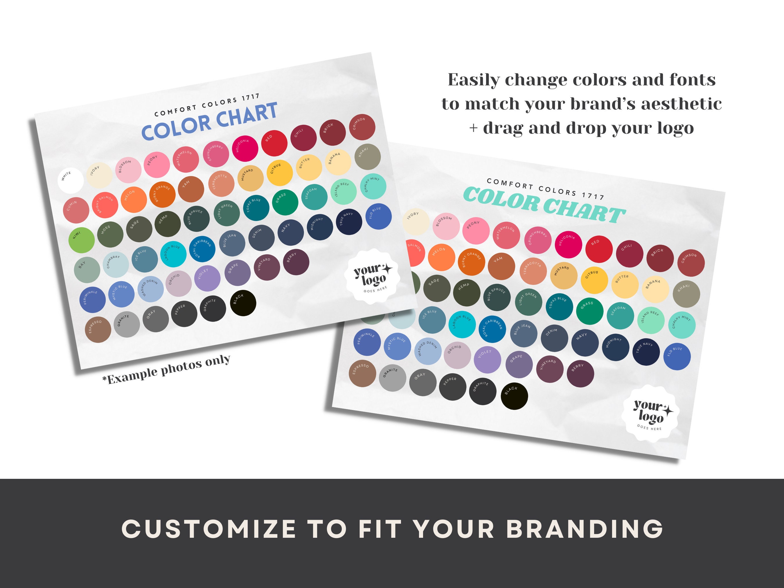 Editable Comfort Colors 1717 Color Chart, Customizable Canva Template ...