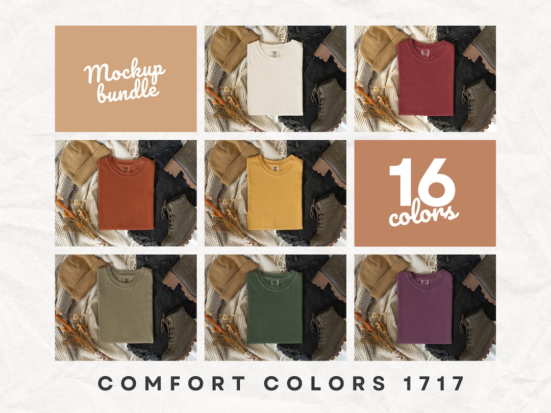 Fall Comfort Colors 1717 Mockup Bundle | Folded T Shirt Mockups ...