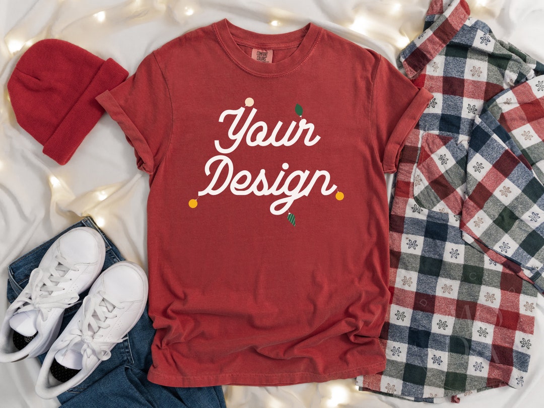 Red Comfort Colors 1717 Christmas Mockup | T Shirt Mockup | Comfort ...
