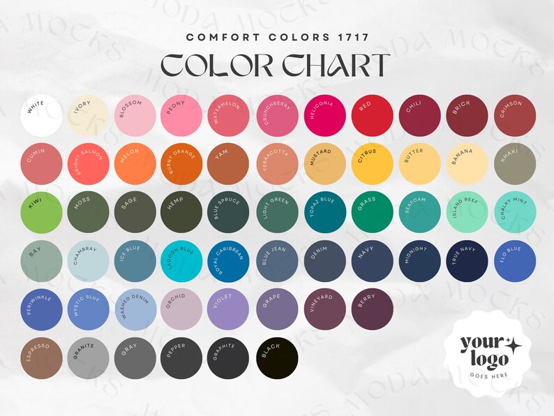 Editable Comfort Colors 1717 Color Chart, Customizable Canva Template ...