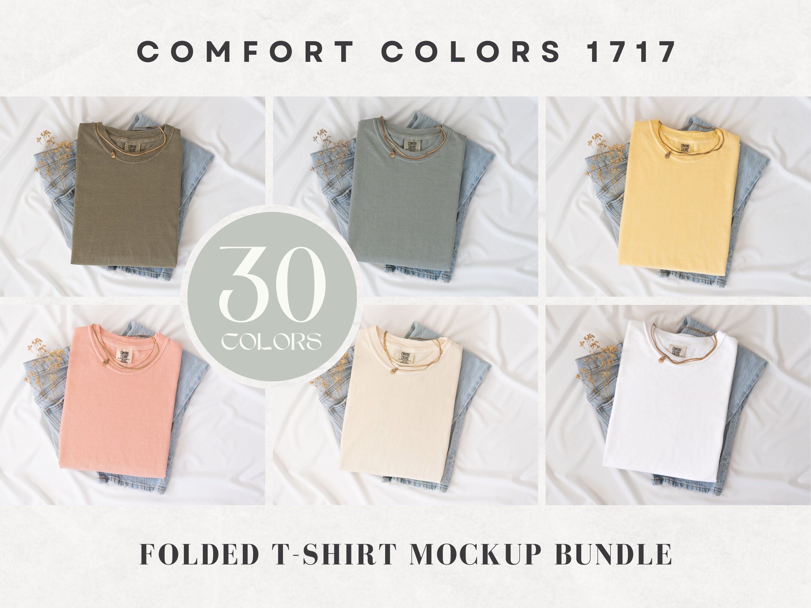 Comfort Colors 1717 Mockup Bundle | Folded T Shirt Mockups | Comfort ...