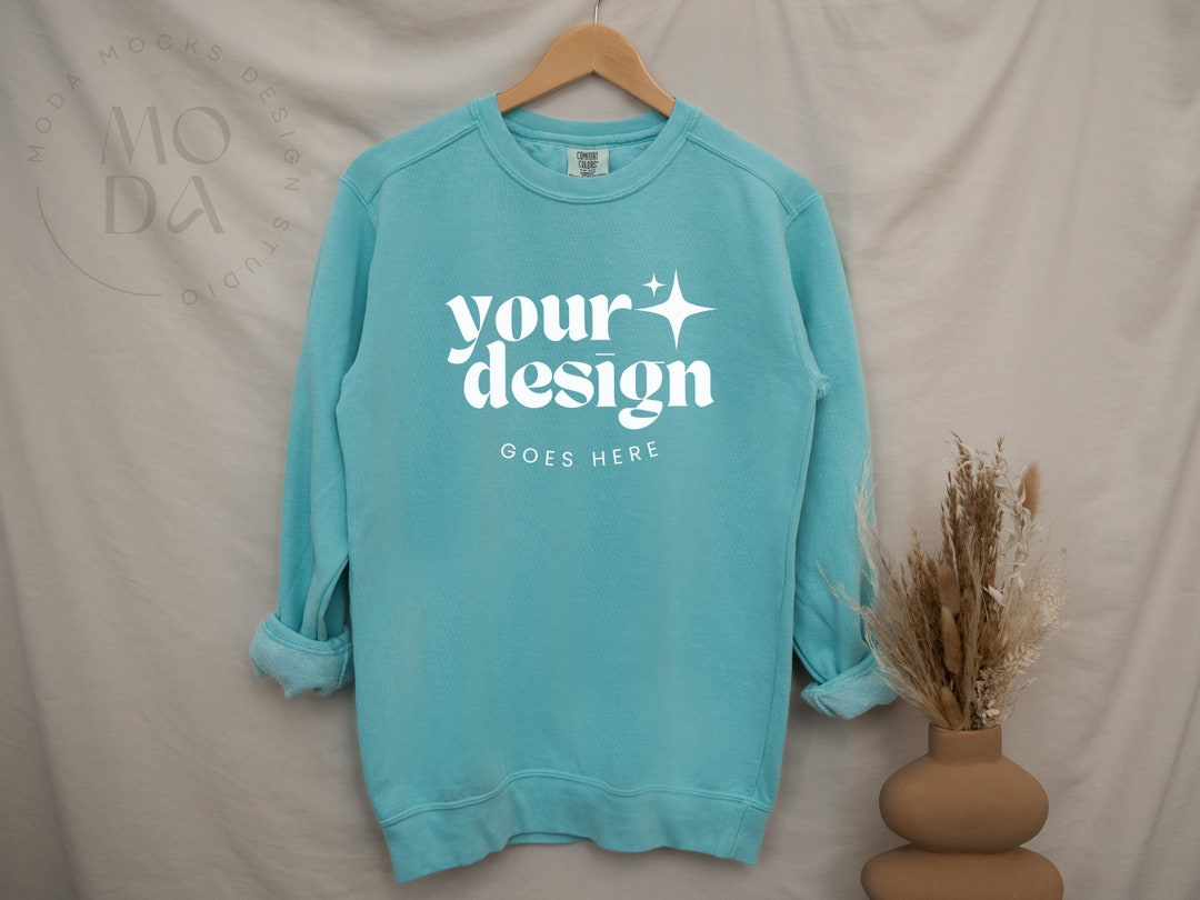 Chalky Mint Comfort Colors 1566 Sweatshirt Mockup | Hanging Crewneck ...