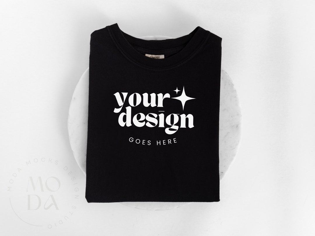 Black Comfort Colors 1717 Mockup | Folded T Shirt Mock up | Comfort ...