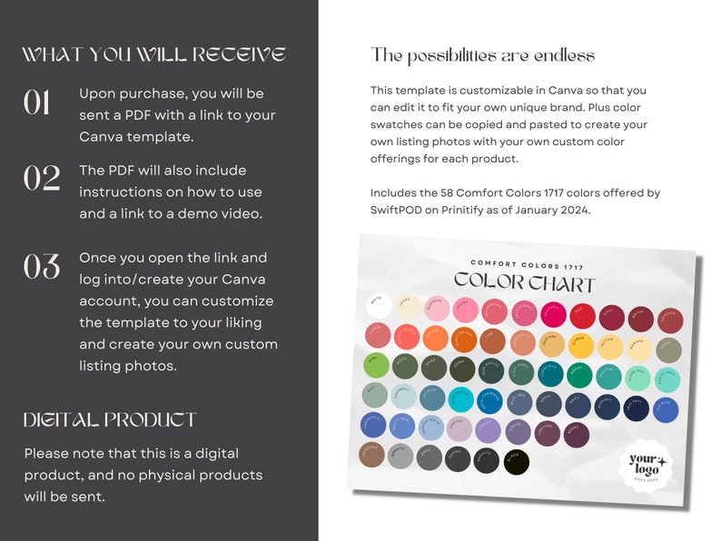 Editable Comfort Colors 1717 Color Chart, Customizable Canva Template ...