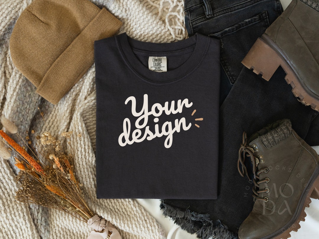 Graphite Comfort Colors 1717 Mockup Fall Collection | Folded T Shirt ...