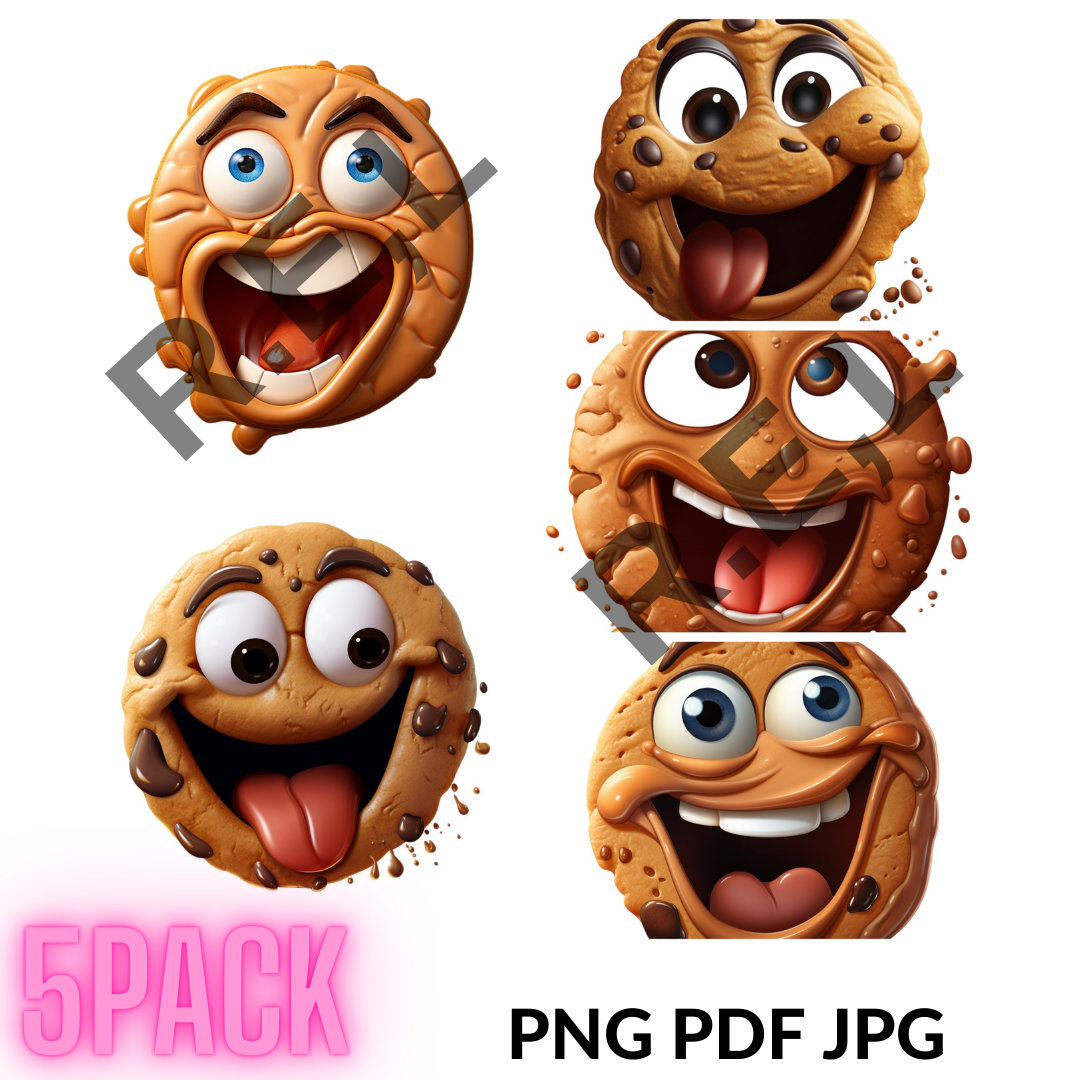 Cookies Clipart Set - 5 Digital Download Jpgs & PNG - Cute Cartoon ...
