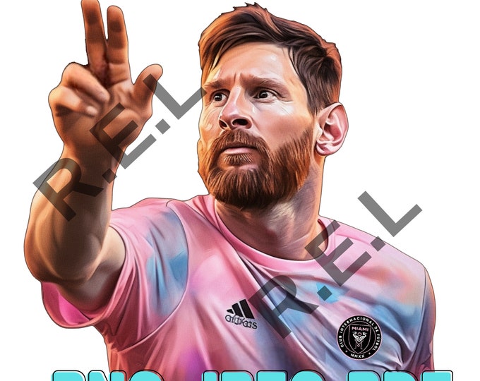 Lionel Messi Inter Miami Clip Art Digital Download PNG & JPEG Soccer ...