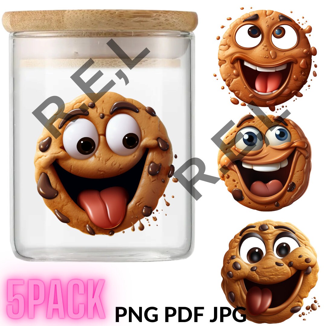 Cookies Clipart Set - 5 Digital Download Jpgs & PNG - Cute Cartoon ...