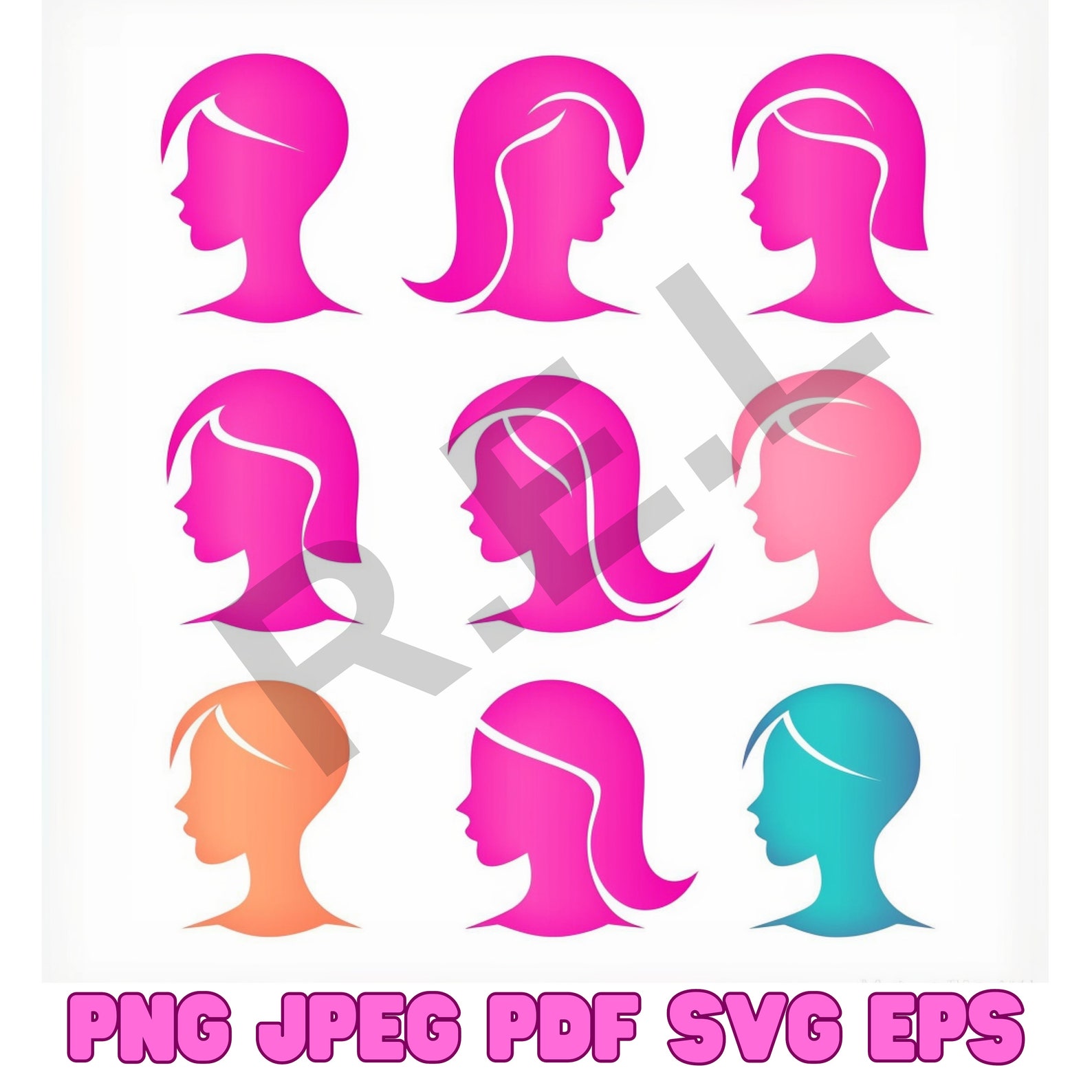 Doll Head Svg, Woman Head Silhouette Svg, Doll Clipart, Ponytail Svg ...