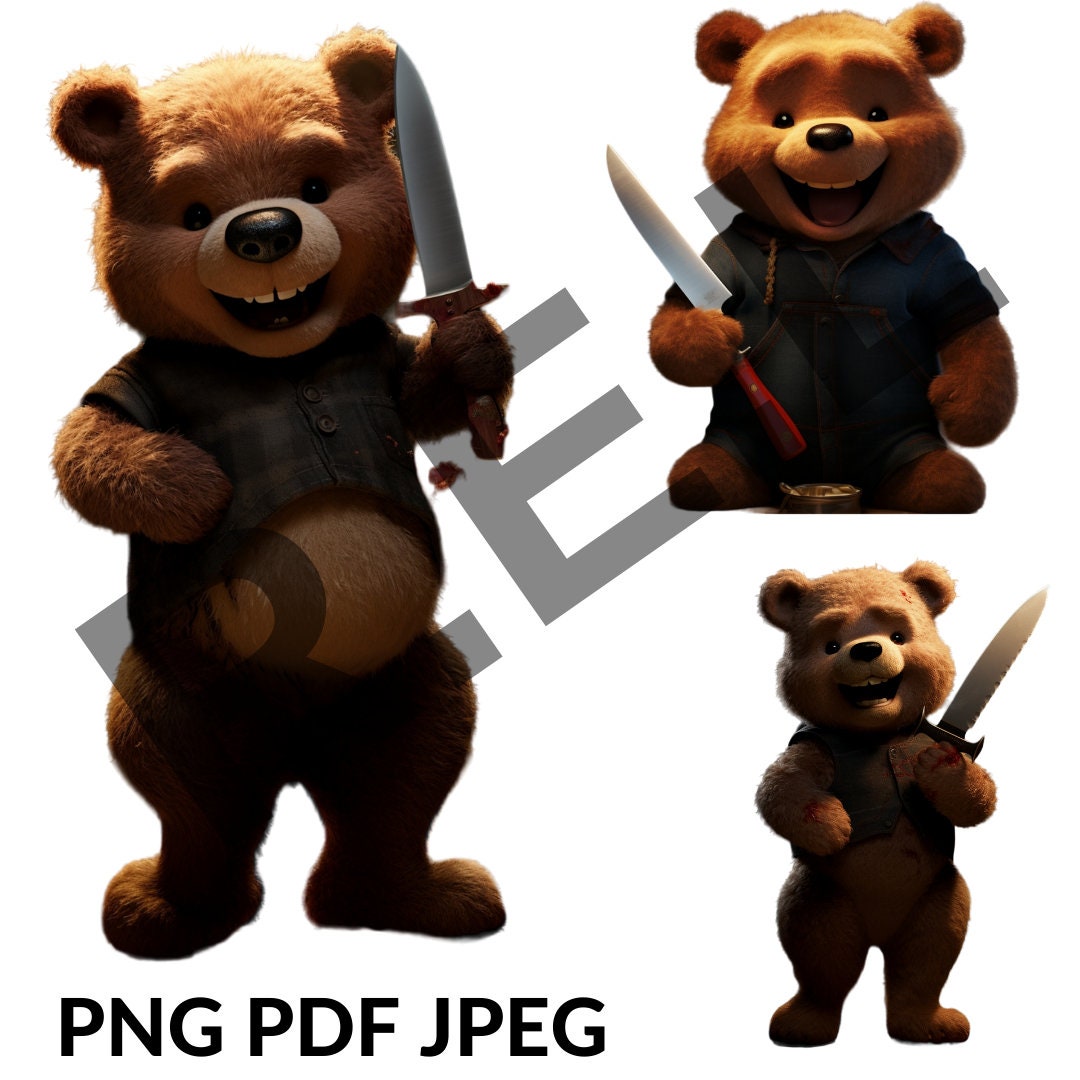 Killer Scare Bear PNG, Jpeg,pdf Graphic T-shirt Design, Sublimation ...