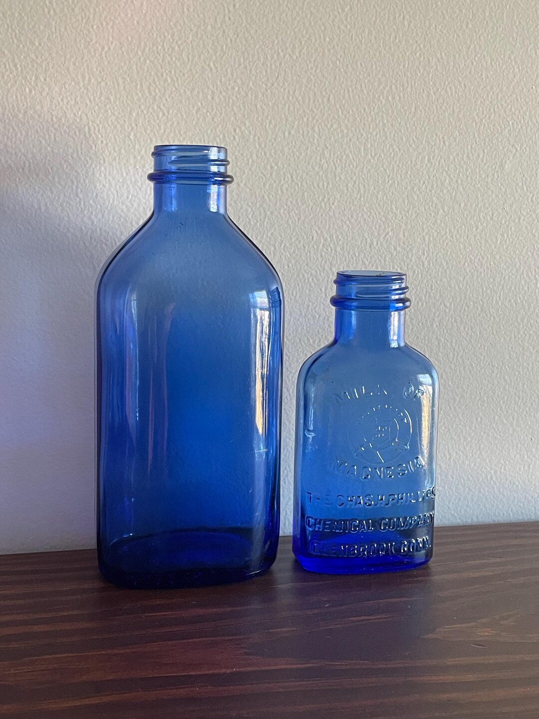 Vintage 1940s Cobalt Blue Medicine Bottles/maryland Glass Company/hazel ...