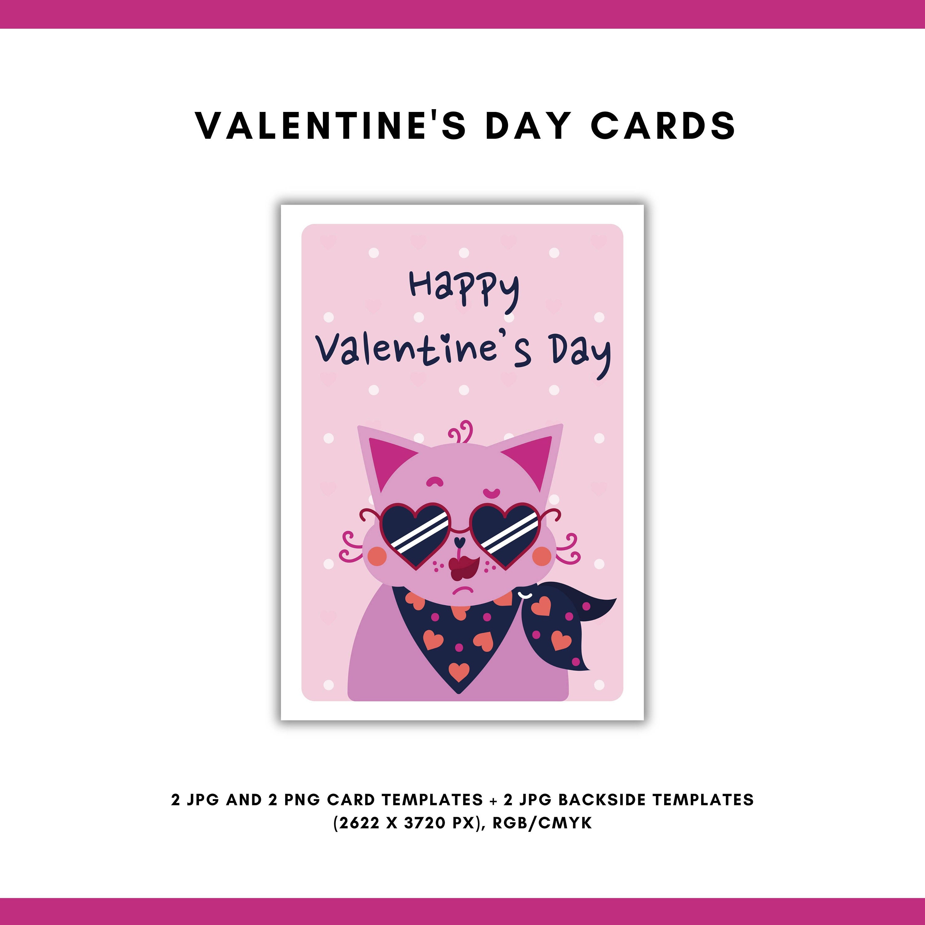 Printable Cat Valentine's Day Cards, Cute Cat Valentine's Day Cards ...