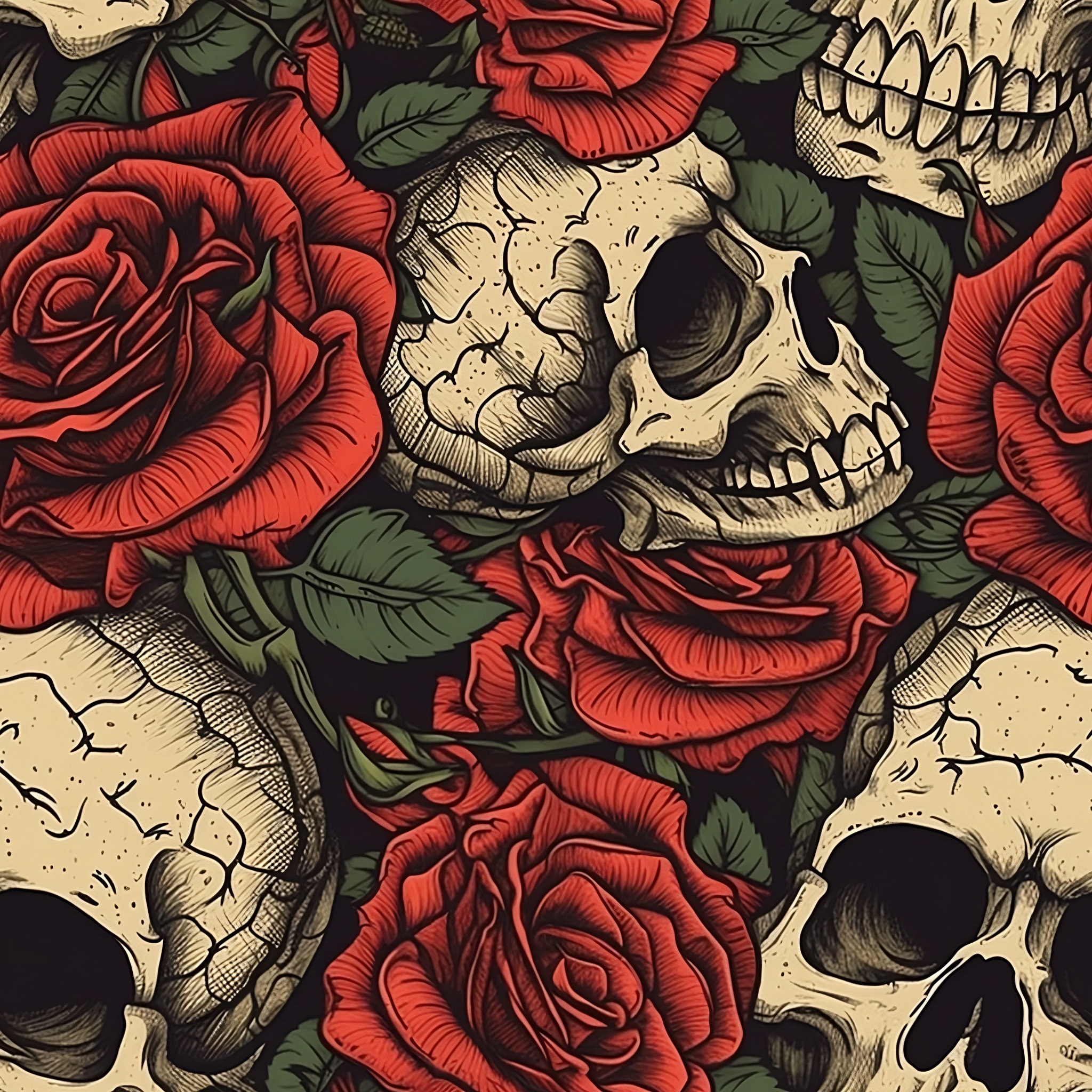 Skulls and Roses Digital Pattern - Etsy