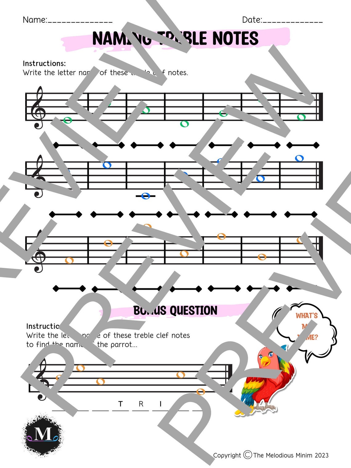 Naming Notes in the Treble Clef - Etsy