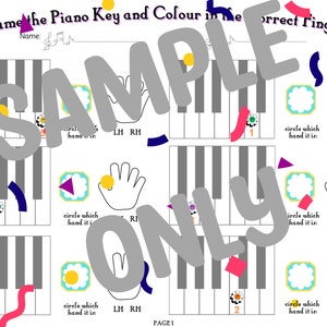 Piano for Beginners Name the Piano Keys Colour in the Finger Left and ...