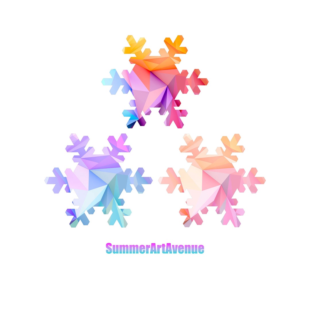 Bundle Rainbow Diamond Snowflake PNG Snowflake PNG Digital - Etsy