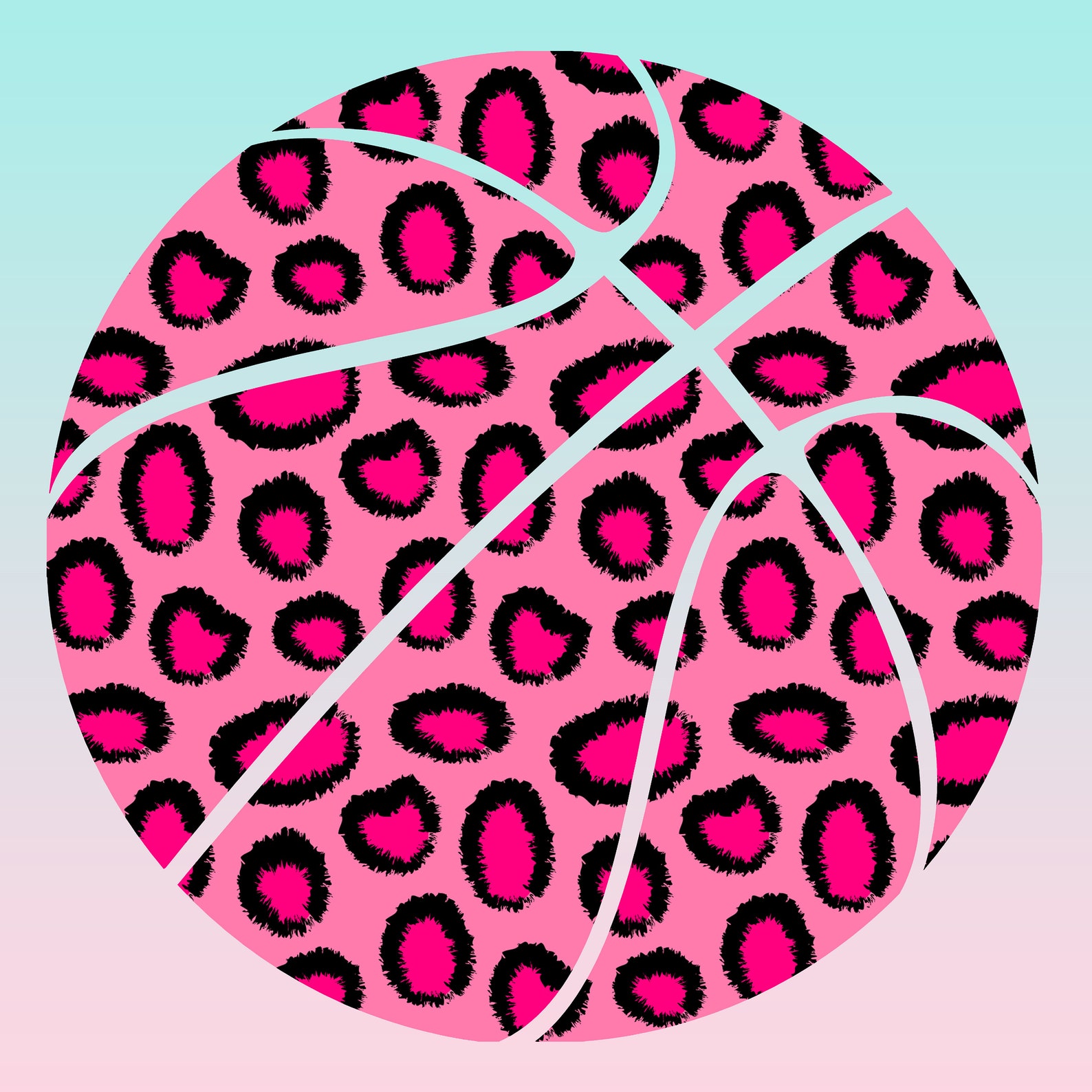Pink Leopard Pattern Basketball PNG, Exotic Pink Basketball PNG Digital ...