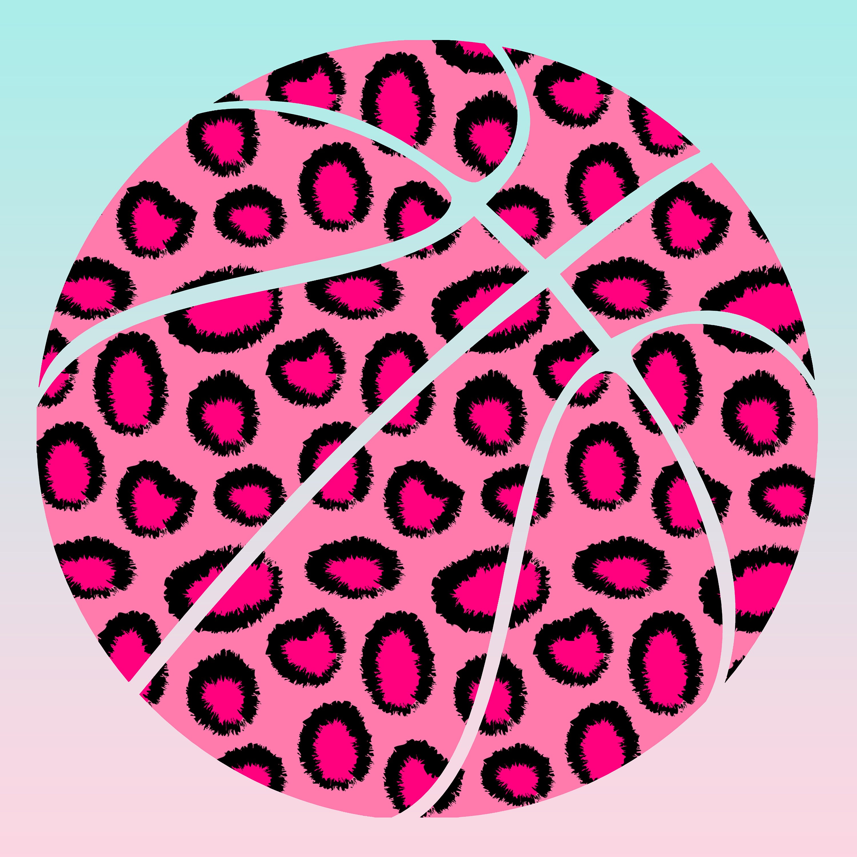 Pink Leopard Pattern Basketball PNG, Exotic Pink Basketball PNG Digital ...