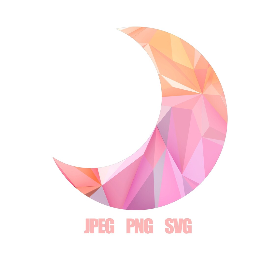 Pink Diamond Moon SVG Clipart Colorful Moon PNG Digital - Etsy