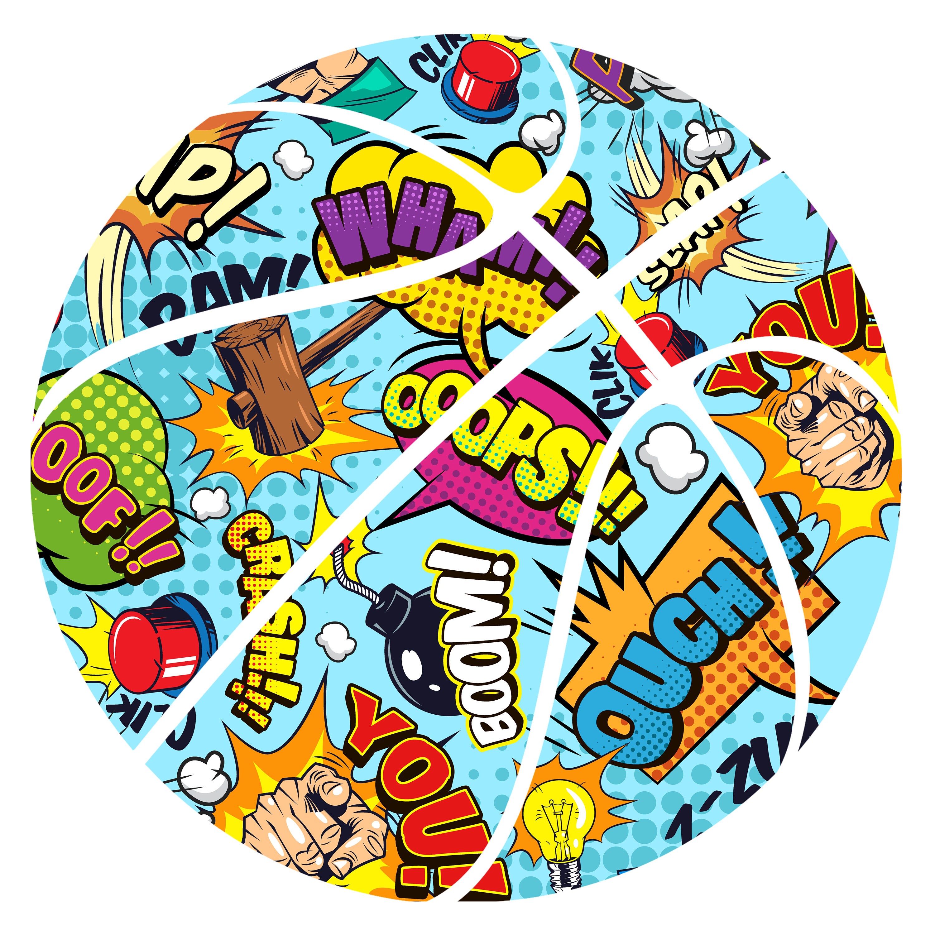Comic Print Basketball PNG, Colorful Comic Basketball PNG Digital ...