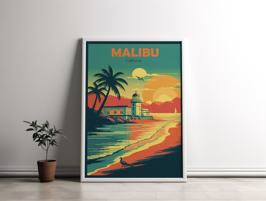 Malibu Beach Poster Malibu Beach Wall Art Malibu California Poster Boho ...