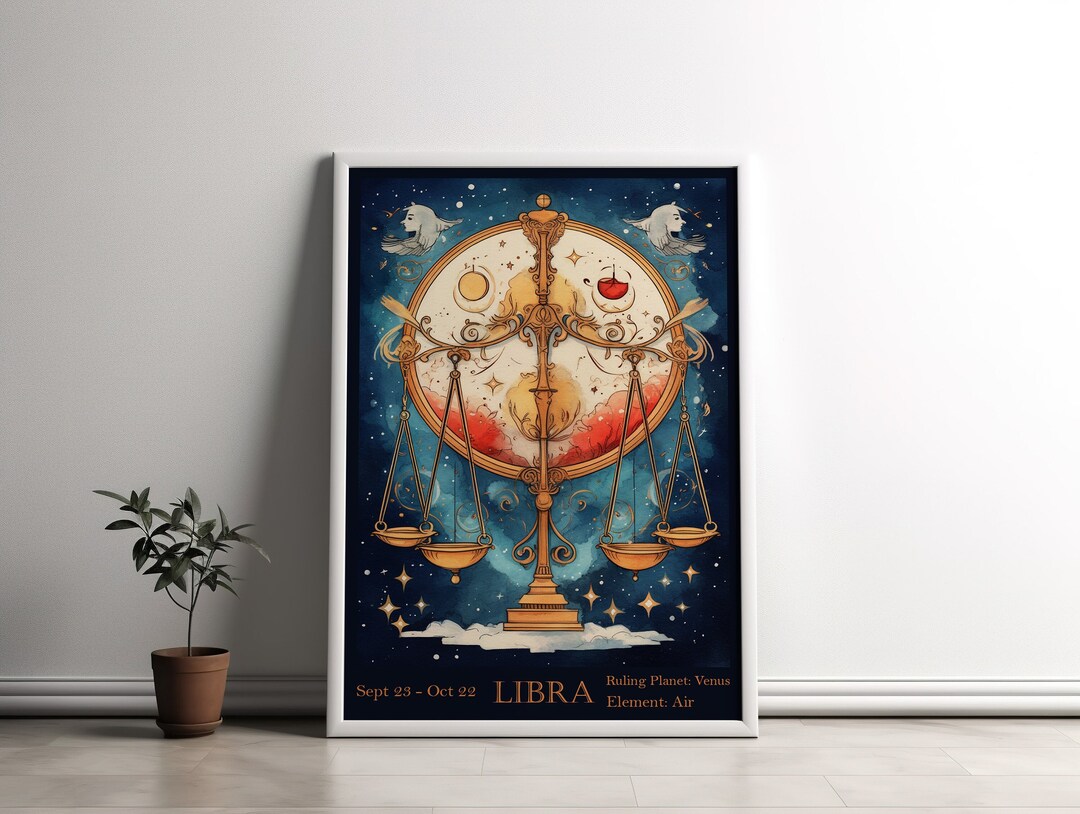 Libra Poster Libra Wall Art Zodiac Wall Art Zodiac Libra Print Star ...
