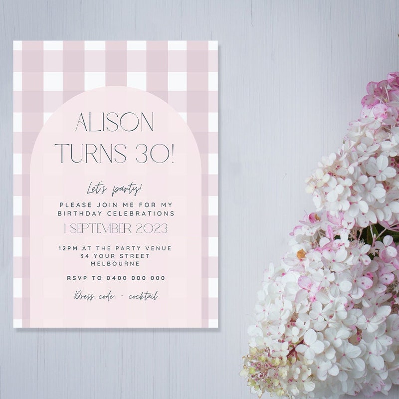 Gingham Invitation - Etsy