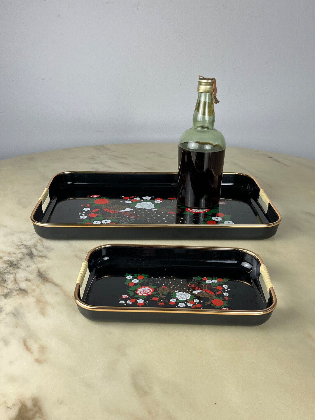 Set of 2 Vintage Oriental Trays, Japan, 1970s - Etsy