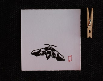Death's-head Hawkmoth Handmade Print Moth Linocut Print Dali Skull ...