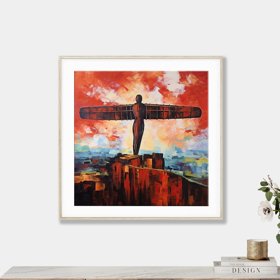 Wall Art Expressionist Painting Angel North Gateshead England Gormley ...