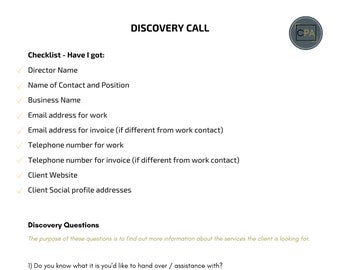 Virtual Assistant Discovery Call Virtual Assistant Templates - Etsy