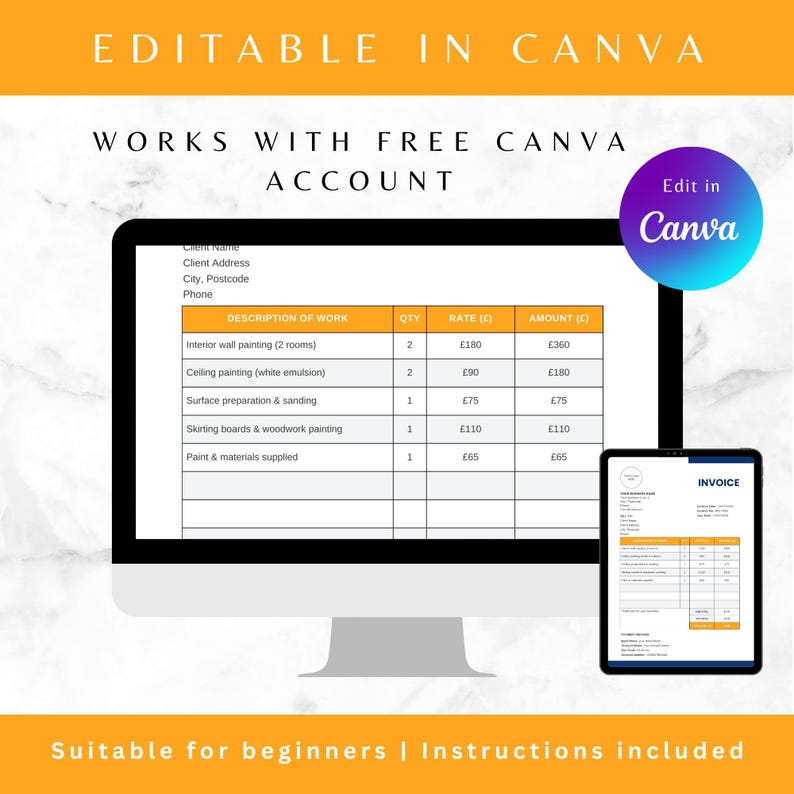 Modèle de facture de peintre et décorateur | Facture de peinture | PDF ...