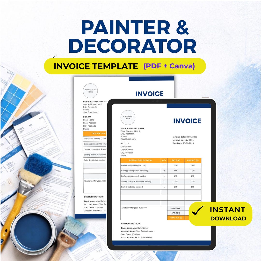 Modèle de facture de peintre et décorateur | Facture de peinture | PDF ...